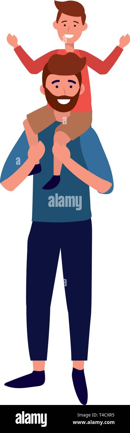 man carrying a child avatar cartoon character vector illustration ...