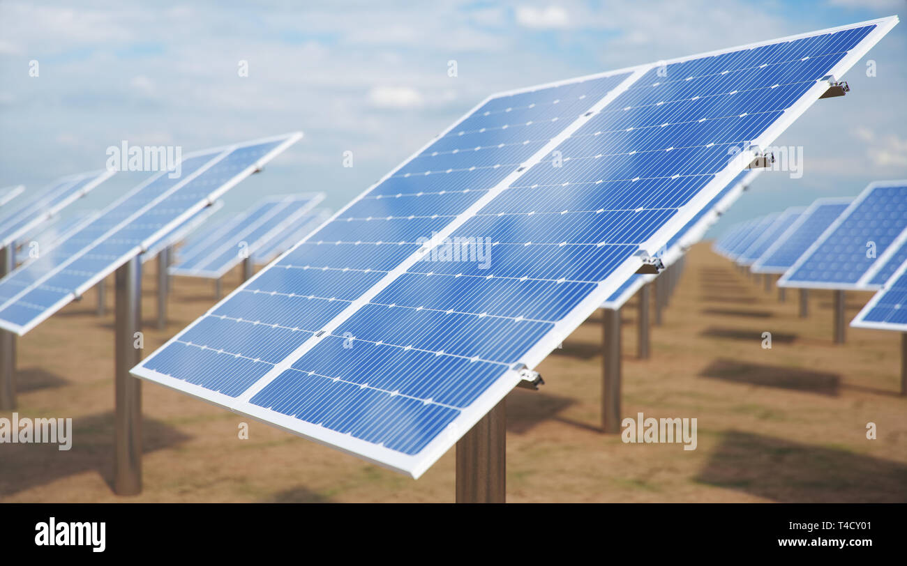 3D illustration Solar Panels. Alternative energy. Concept of renewable ...