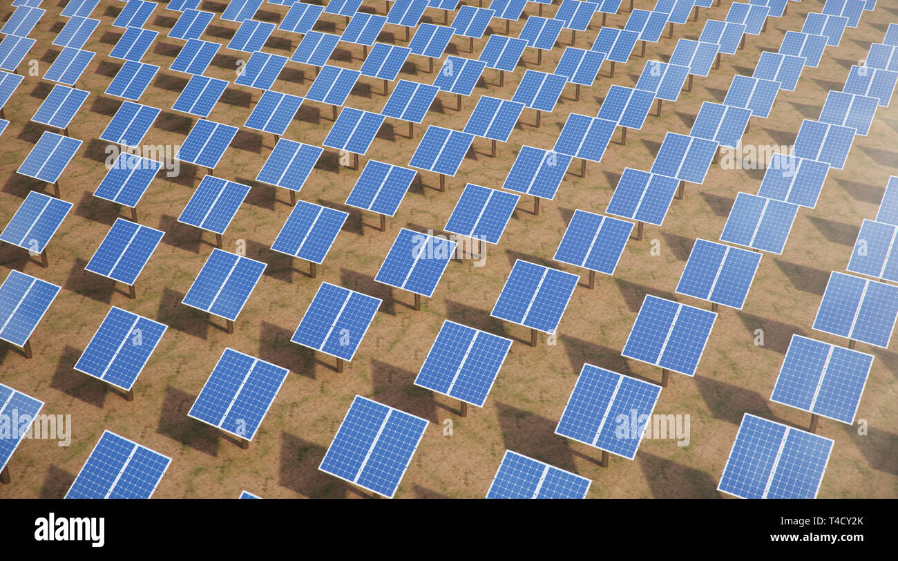 3D illustration Solar Panels. Alternative energy. Concept of renewable ...