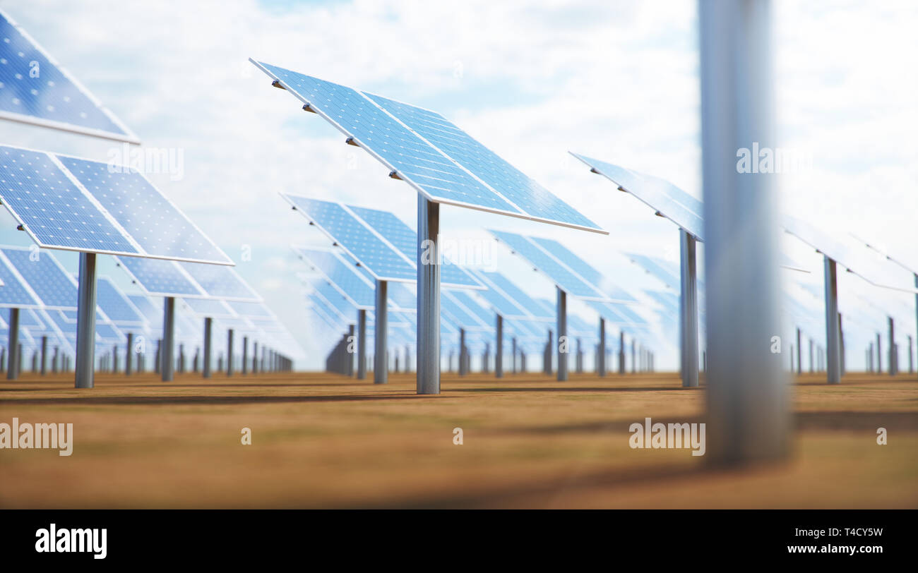 3D illustration Solar Panels. Alternative energy. Concept of renewable ...