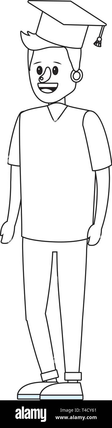 young man wearing graduate hat cartoon vector illustration graphic ...