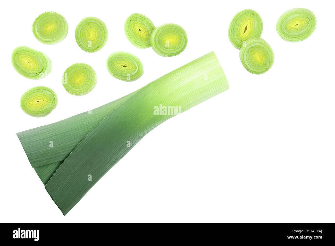Leek vegetable closeup isolated on white background with copy space for ...