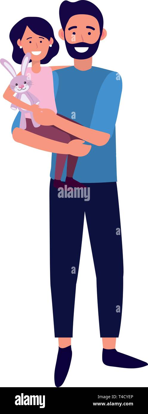 man carrying a child avatar cartoon character vector illustration ...