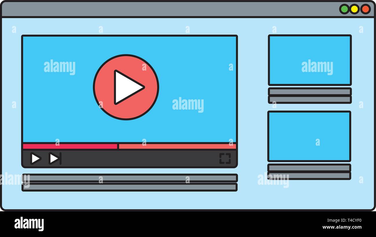 technology device pc screen media player cartoon vector illustration ...