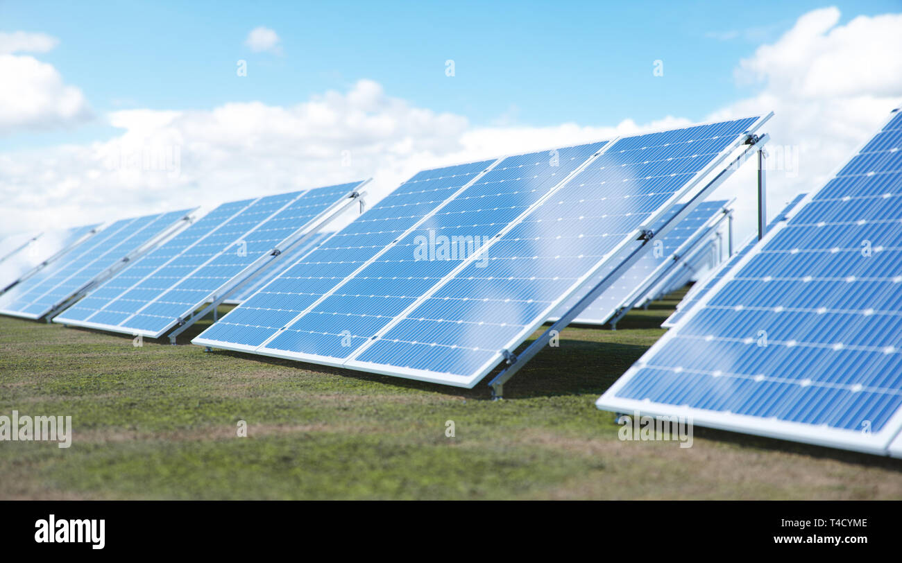 3D illustration Solar Panels. Alternative energy. Concept of renewable ...