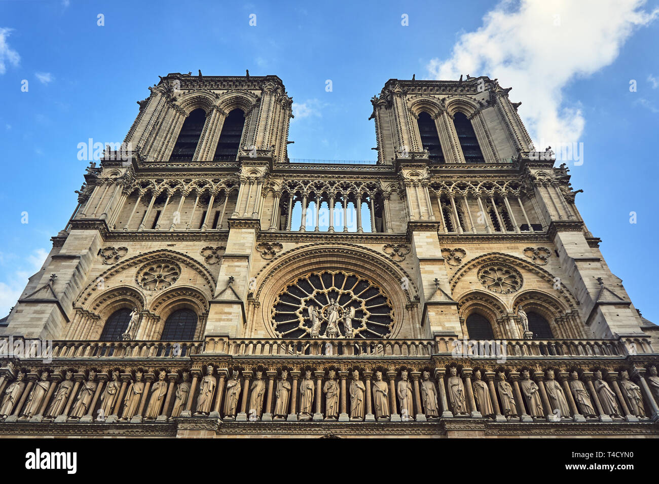 Gothic facade of the cathedral of Notre-Dame de Paris, France Stock ...