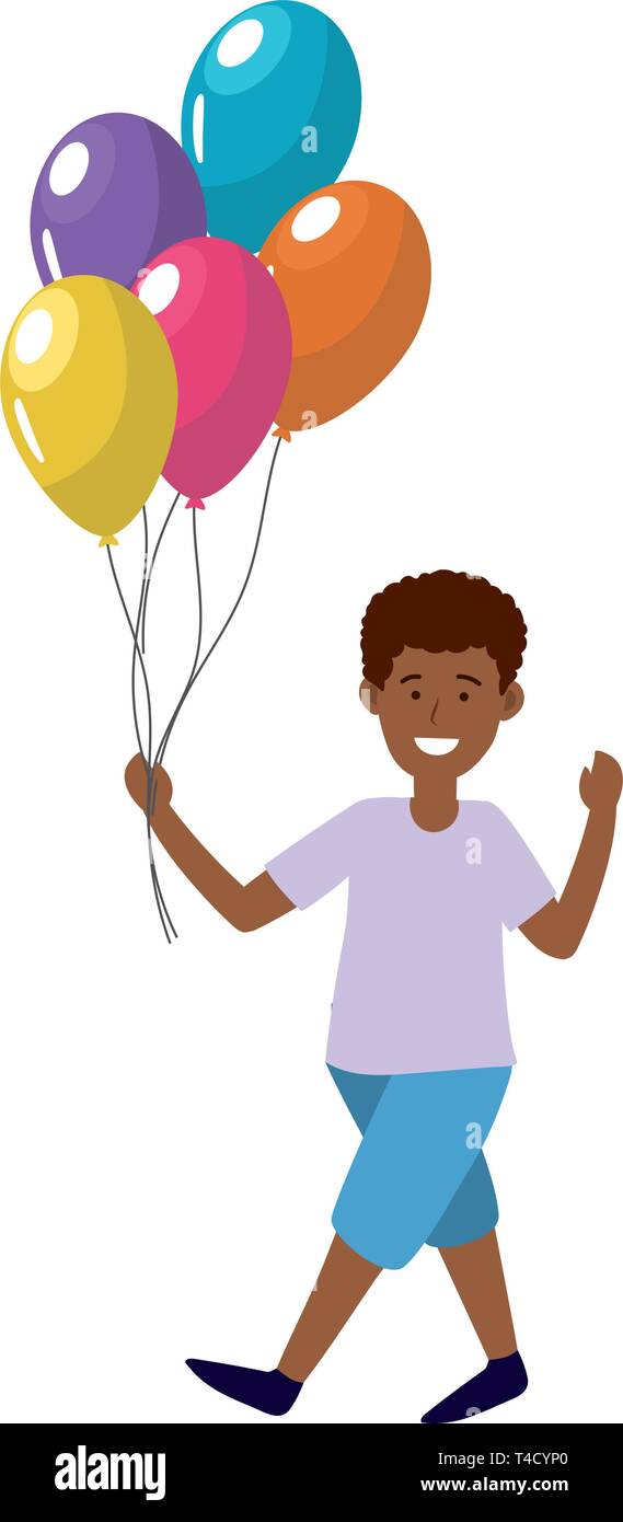 boy with balloons avatar cartoon character vector illustration graphic ...