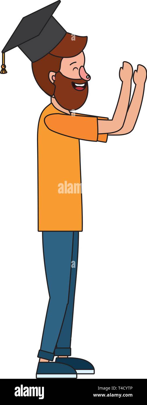 young man wearing graduation hat cartoon vector illustration graphic ...