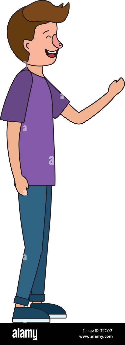 man body with left hand raised cartoon vector illustration graphic ...