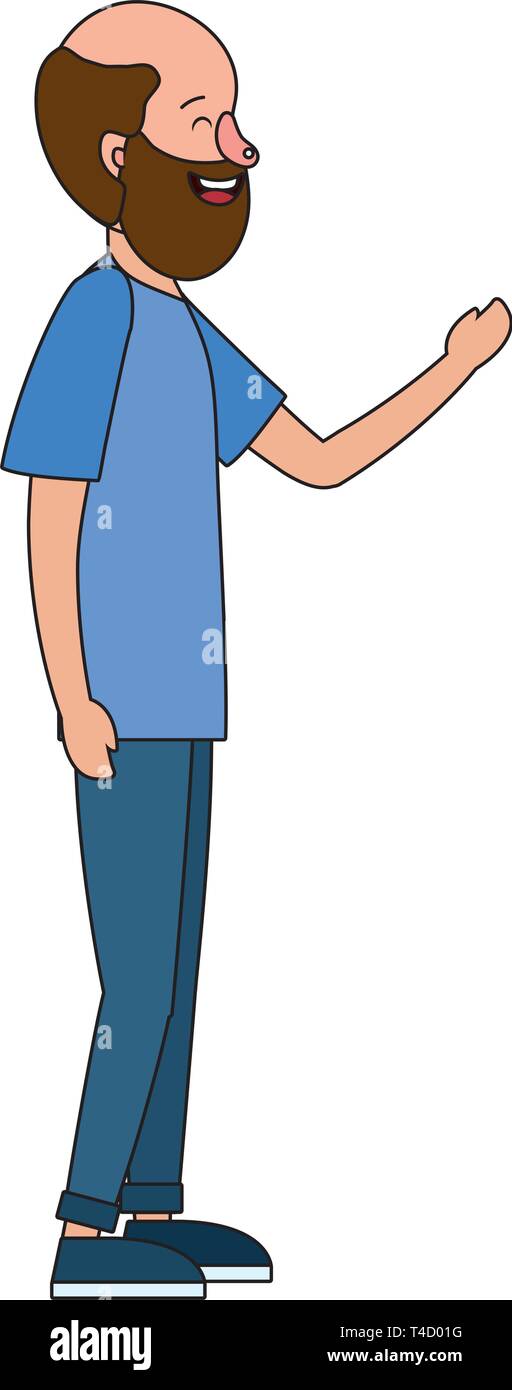 man body with left hand raised cartoon vector illustration graphic ...