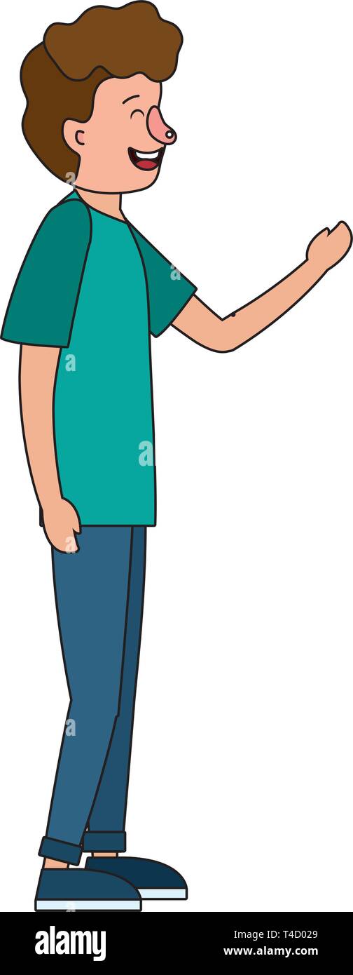 man body with left hand raised cartoon vector illustration graphic ...