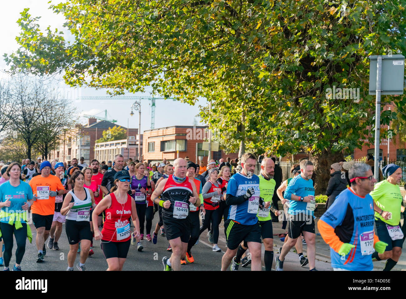 Dublin, OCT 28: Many people running in the 2018 KBC Dublin Marathon on ...