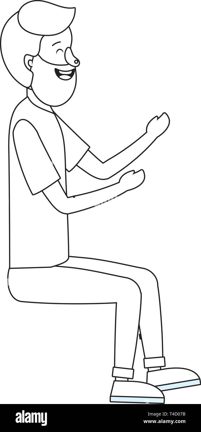 young sitting man cartoon vector illustration graphic design Stock ...