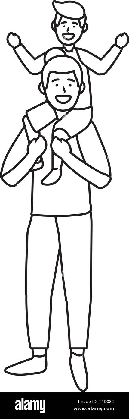 man carrying a child avatar cartoon character vector illustration ...