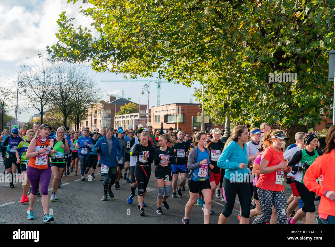 Dublin, OCT 28: Many people running in the 2018 KBC Dublin Marathon on ...