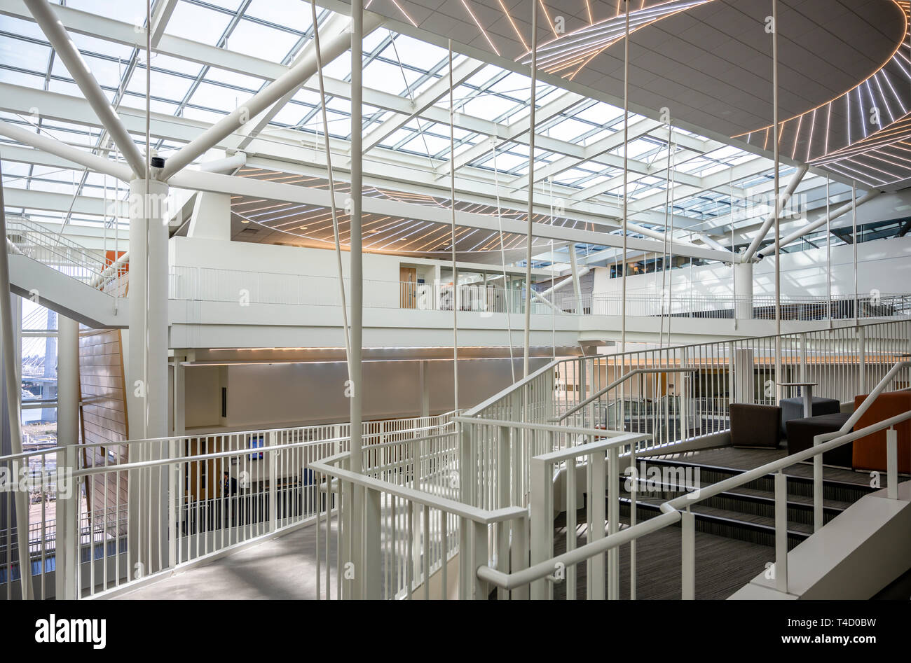 Plexus bridges railing pillars of glass transparent ceiling, suspended ...