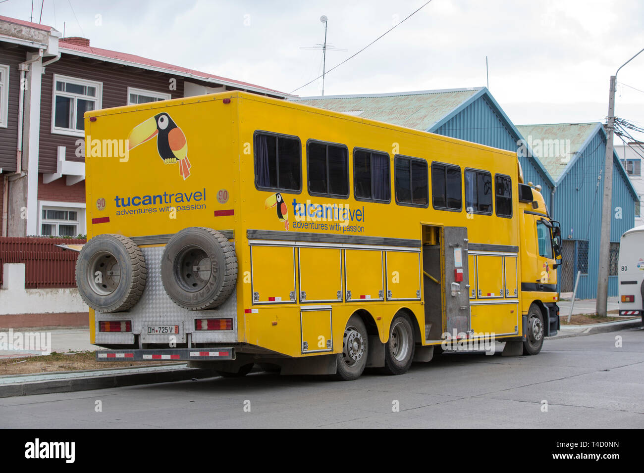 A tour bus in Punta Arenas, Chile Stock Photo - Alamy