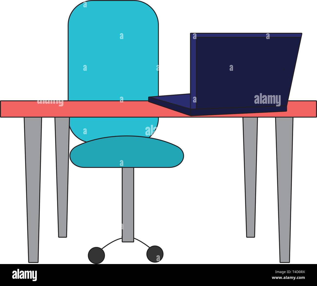 modern furniture desk cartoon vector illustration graphic design Stock ...