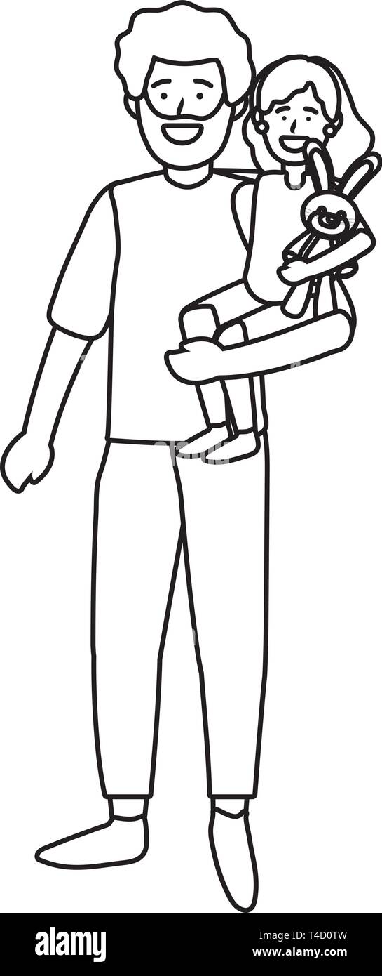 man carrying a child avatar cartoon character vector illustration ...
