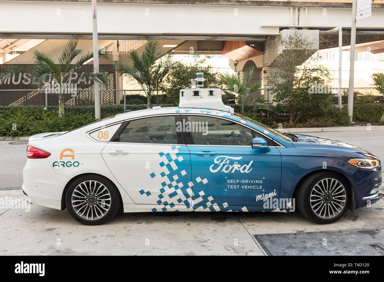 Side view of a Ford Self Driving Test vehicle in Miami, Florida, USA ...