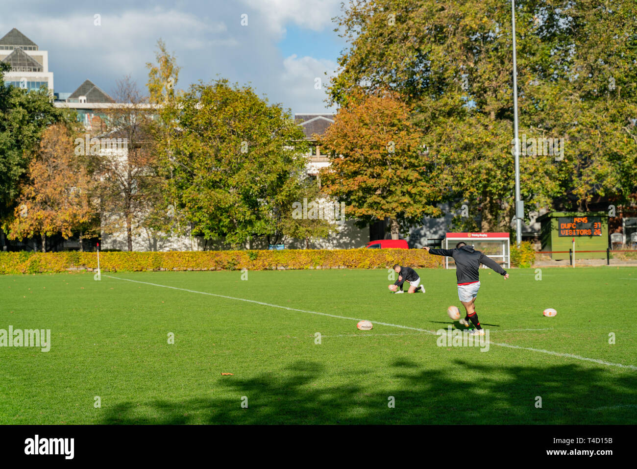 Dublin, OCT 28: Student playing Rugby in Trinity College on OCT 28 ...
