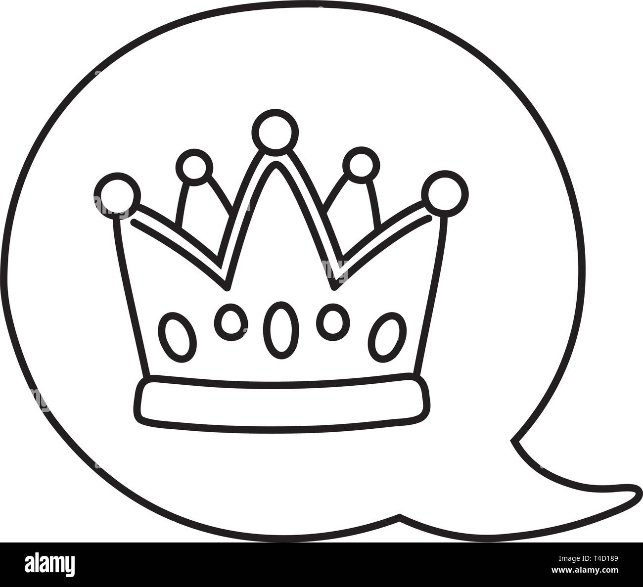 crown into speech bubble icon cartoon black and white vector ...