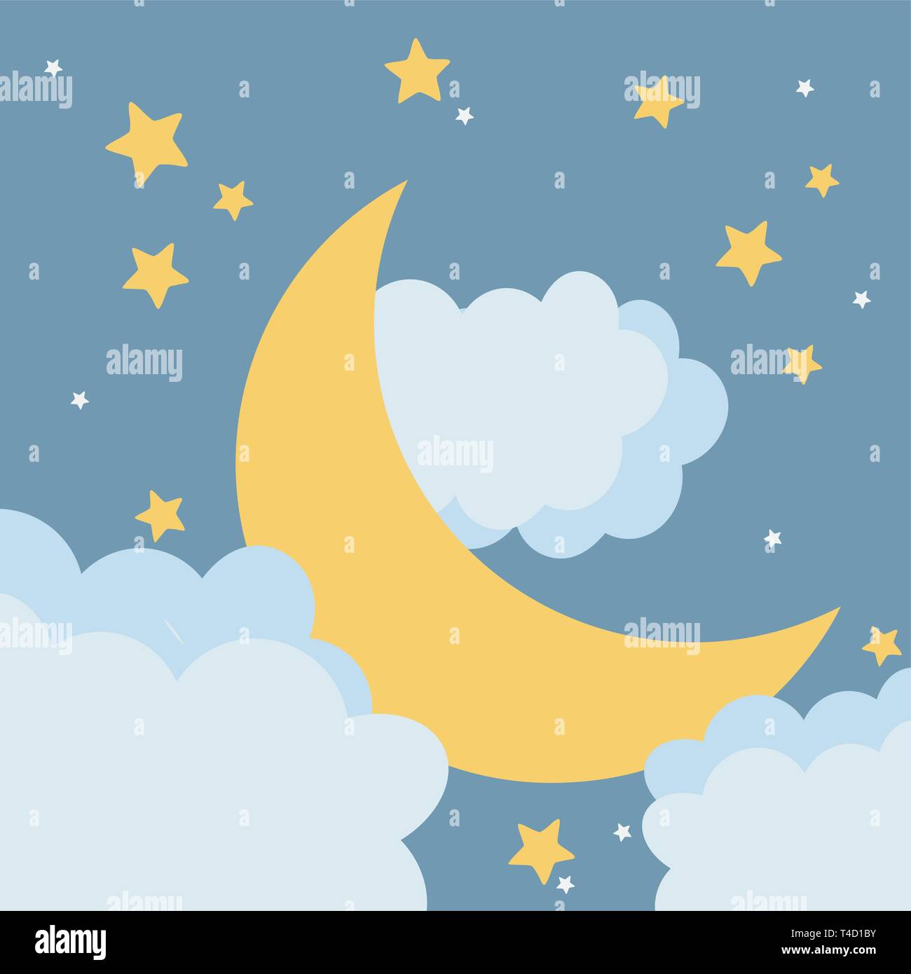 moon at night cartoon vector illustration graphic design Stock Vector ...