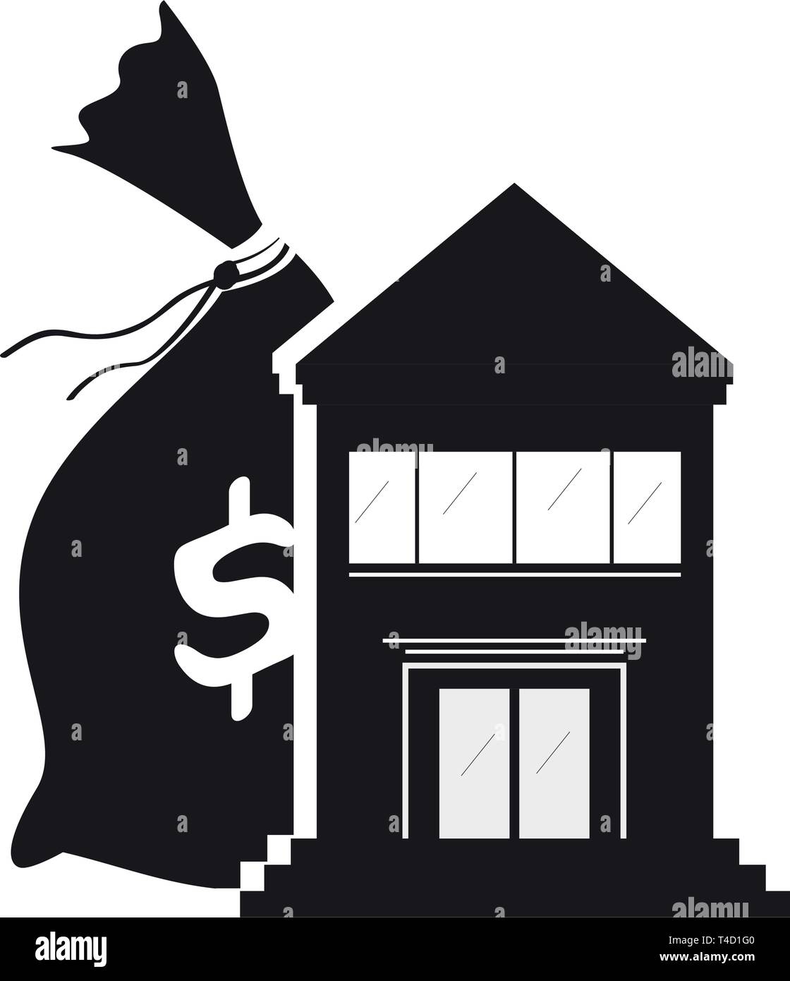 Bank building with a money bag icon Stock Vector Image & Art - Alamy