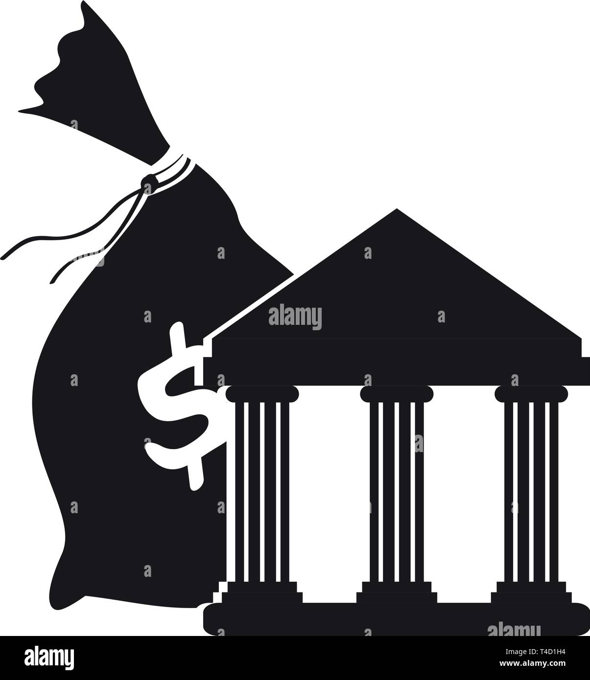 Bank building with a money bag icon Stock Vector Image & Art - Alamy