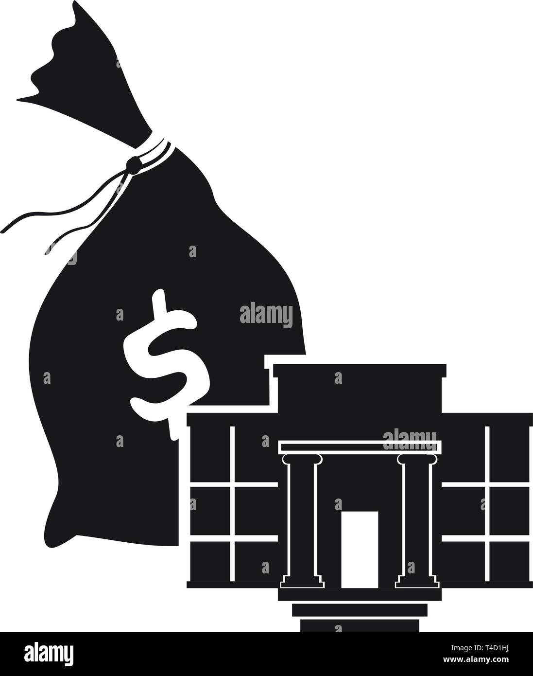 Bank building with a money bag icon Stock Vector Image & Art - Alamy