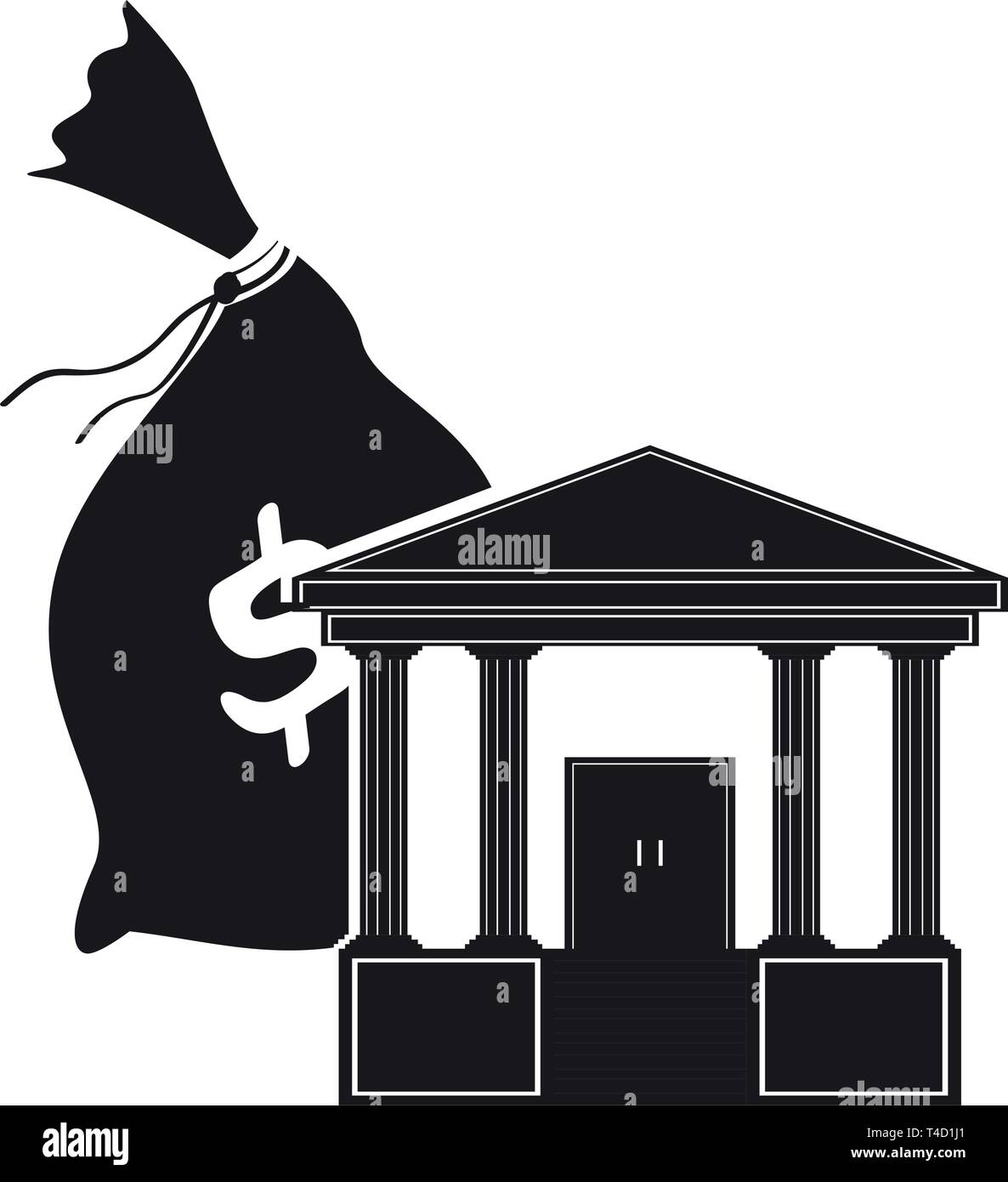 Bank building with a money bag icon Stock Vector Image & Art - Alamy