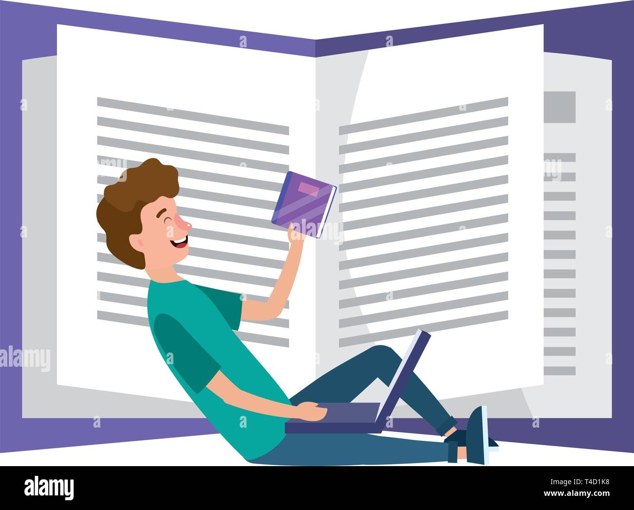 young man studying cartoon vector illustration graphic design Stock ...