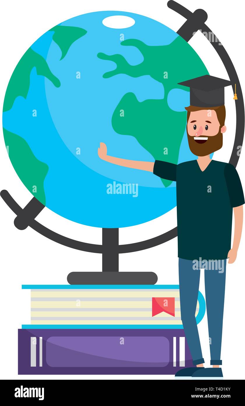 young man studying cartoon vector illustration graphic design Stock ...