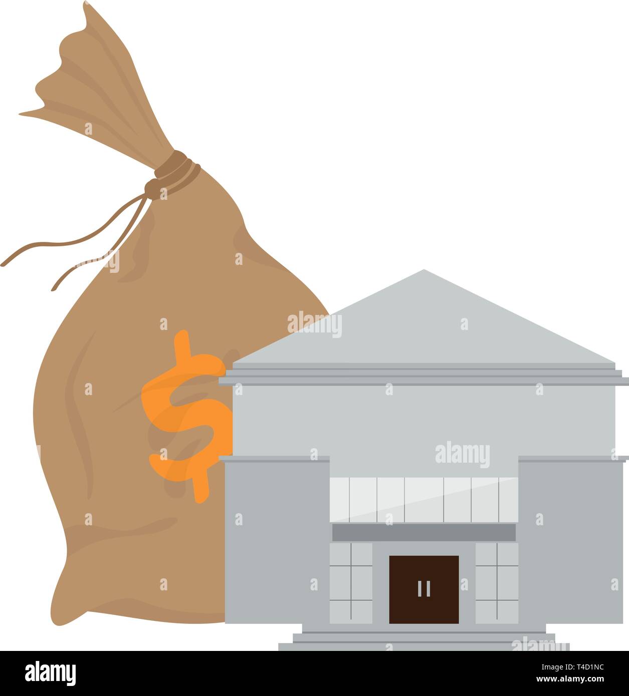 Bank building with a money bag icon Stock Vector Image & Art - Alamy