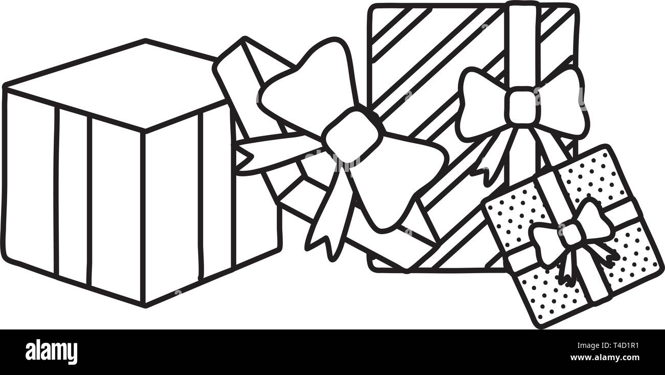 Gift Box Vector Black And White