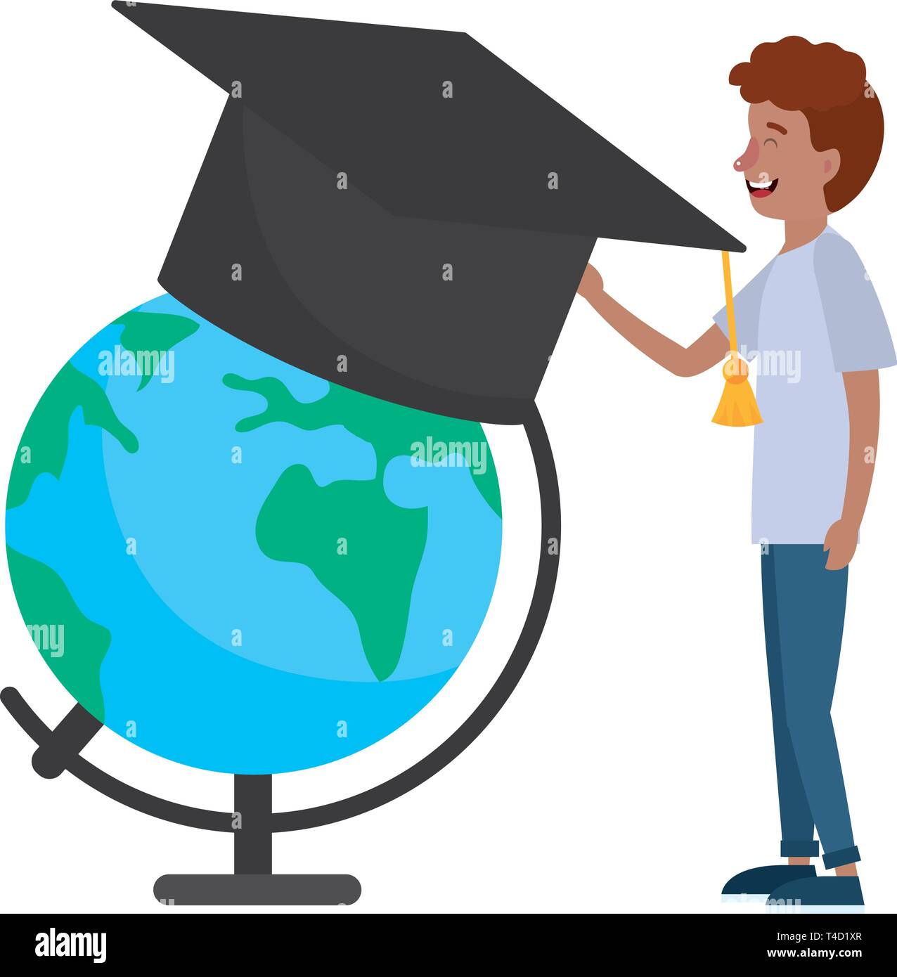young man studying cartoon vector illustration graphic design Stock ...