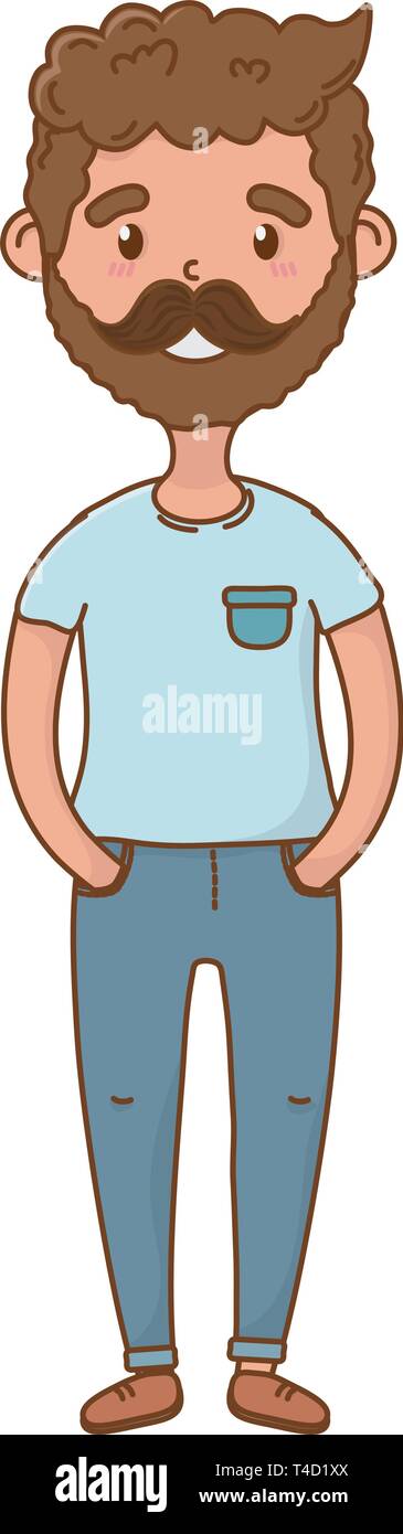 man avatar cartoon character beard vector illustration graphic design ...