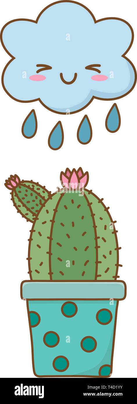 cactus with cloud icon cartoon vector illustration graphic design Stock ...