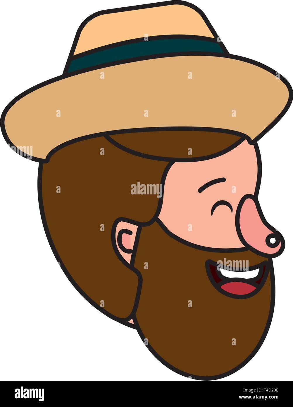 man face with beard cartoon vector illustration graphic design Stock ...