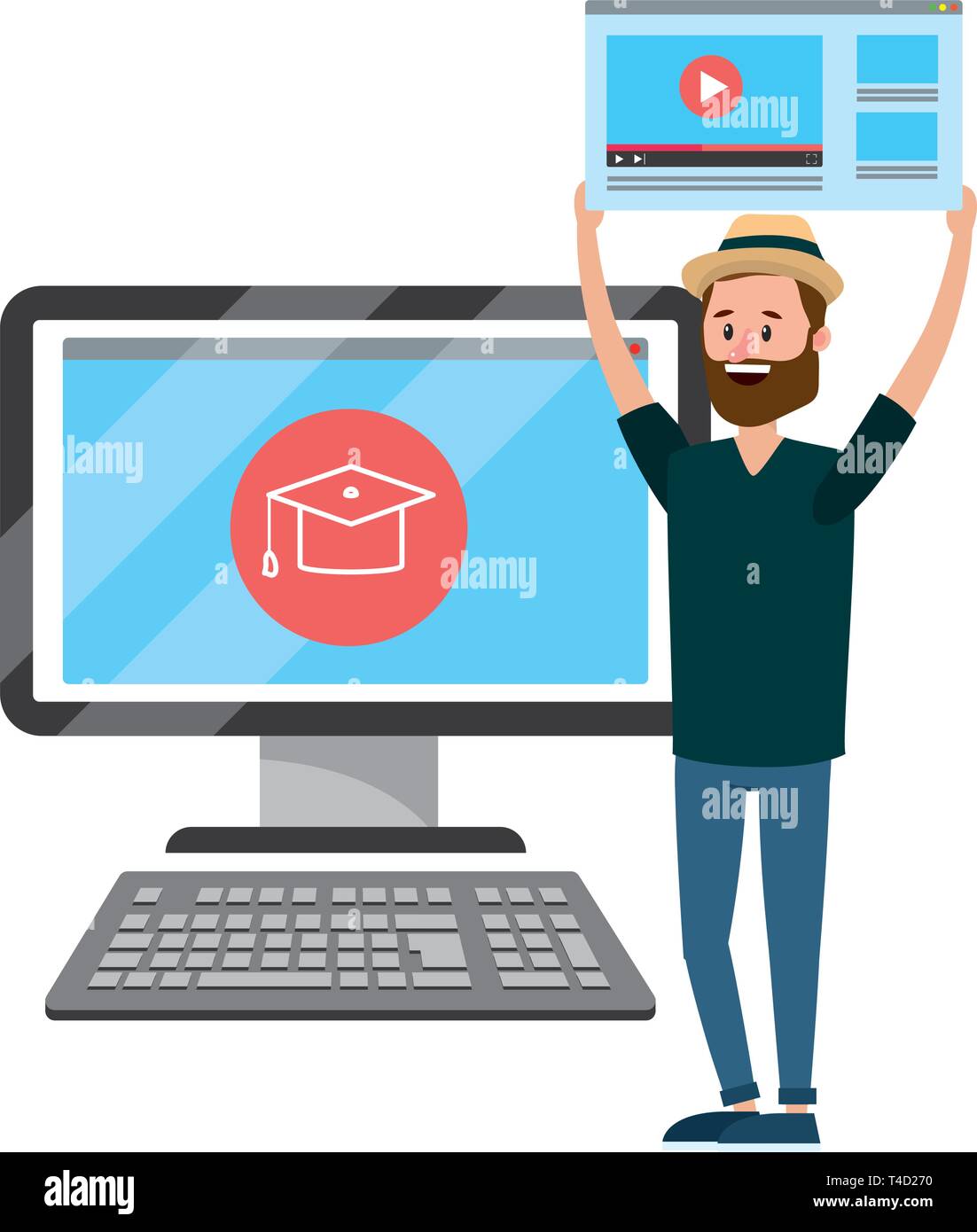 online education man cartoon vector illustration graphic design Stock ...