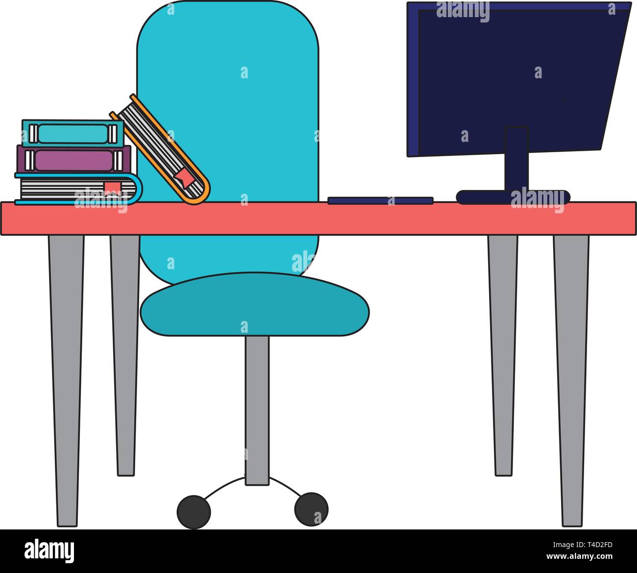 modern furniture desk cartoon vector illustration graphic design Stock ...