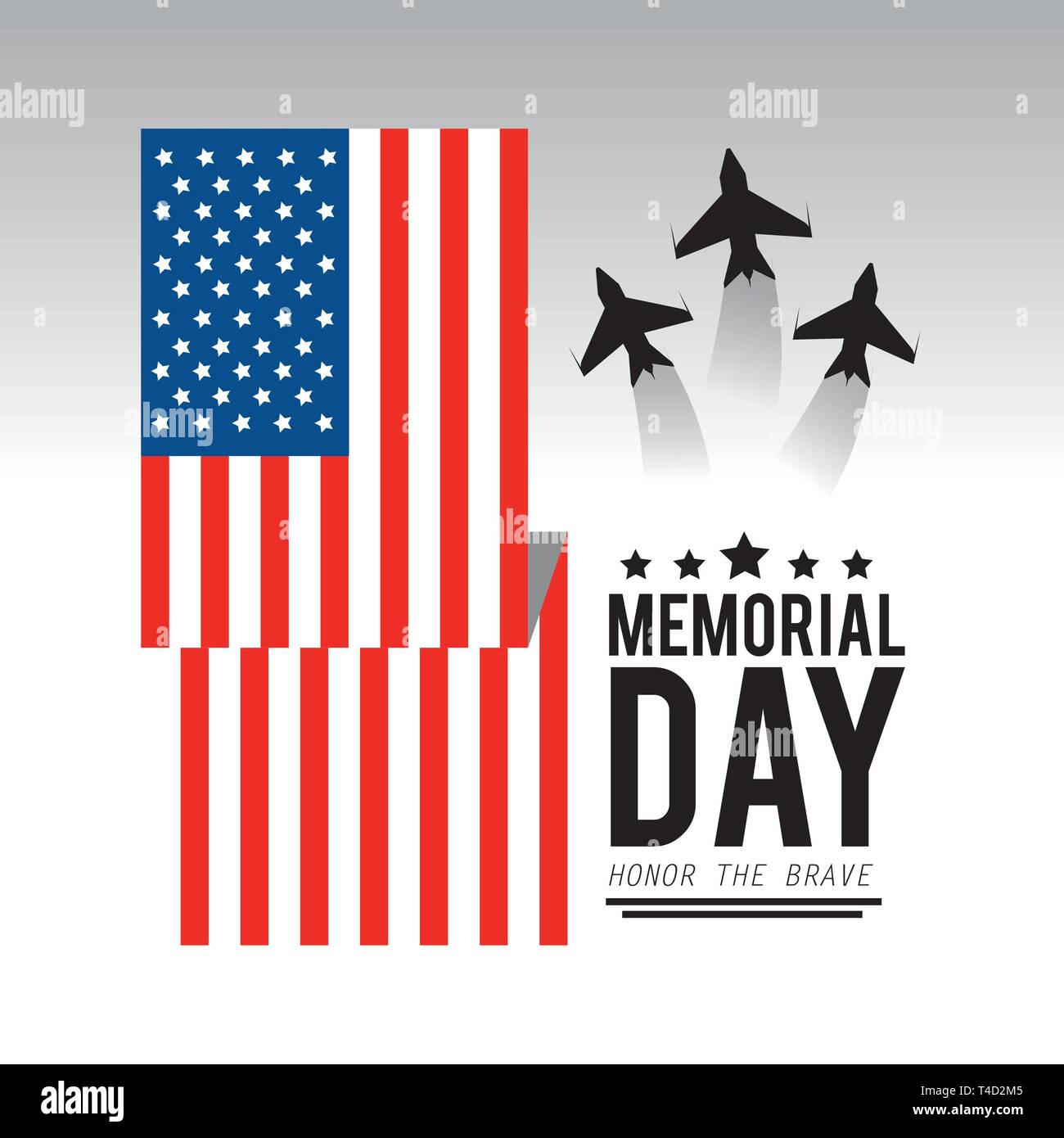usa flag with airplanes to memorial day vector illustration Stock ...