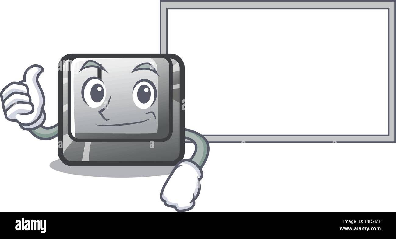 Thumbs up with board button I on a keyboard mascot Stock Vector Image ...