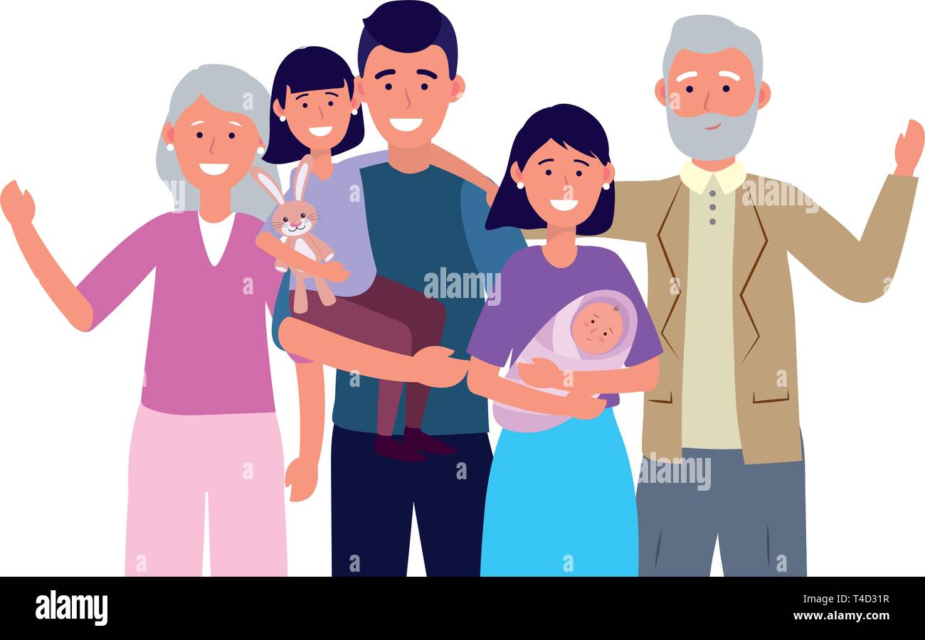 family avatar cartoon character portrait vector illustration graphic ...