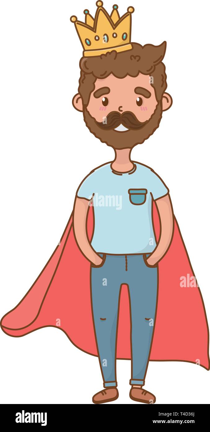 man with crown icon cartoon beard vector illustration graphic design ...