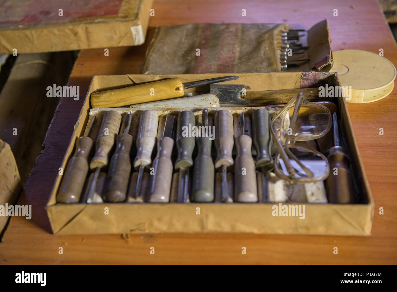 equipment in the workshop for the restoration of ancient musical ...