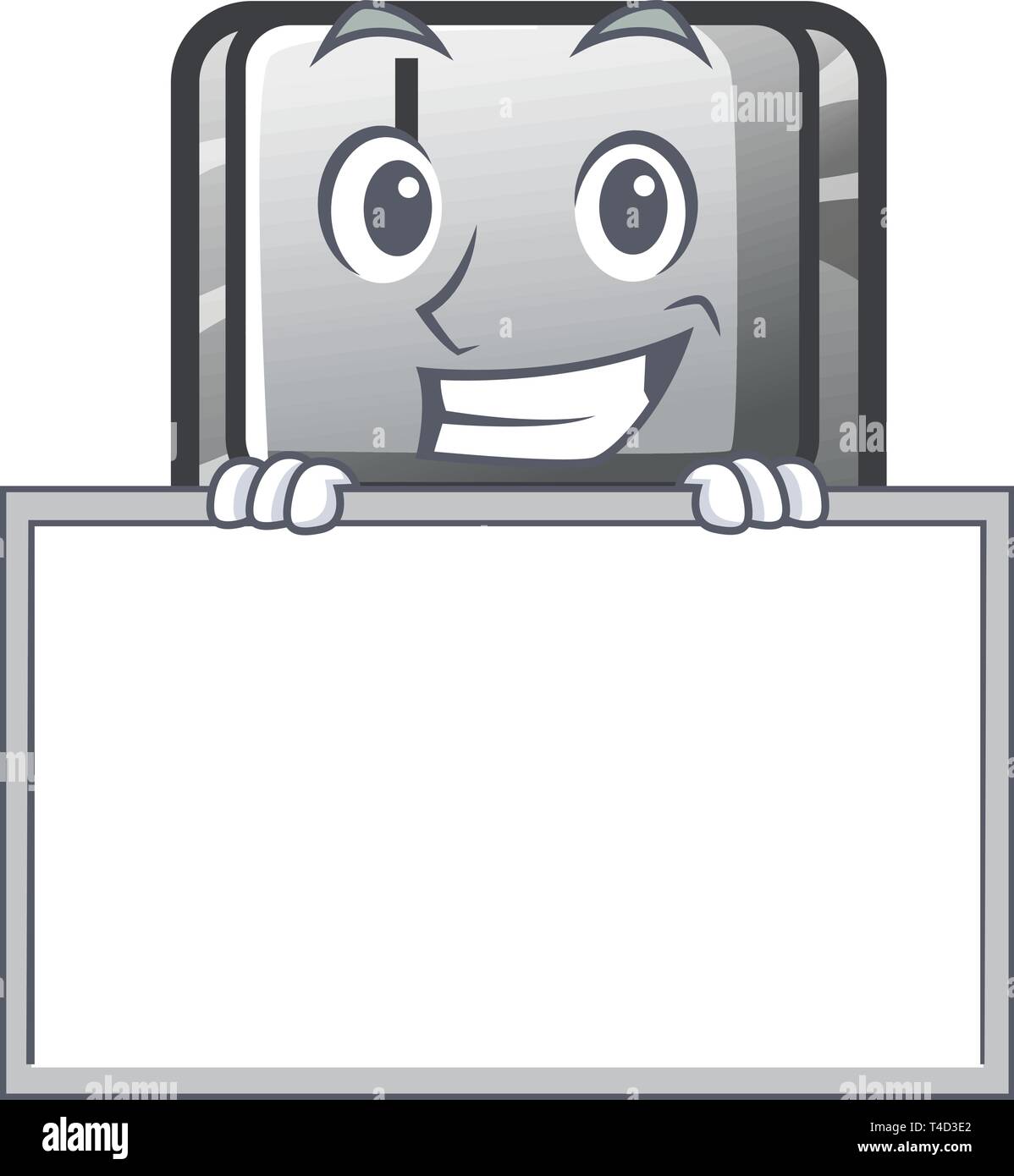 Grinning with board button J installed on cartoon computer Stock Vector ...