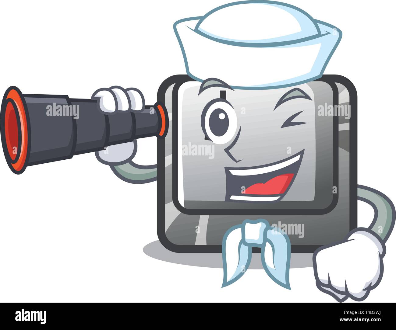 Sailor With Binocular Button J On A Computer Character Stock Vector