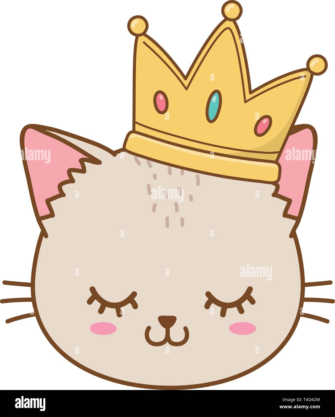 cat with crown icon cartoon vector illustration graphic design Stock ...