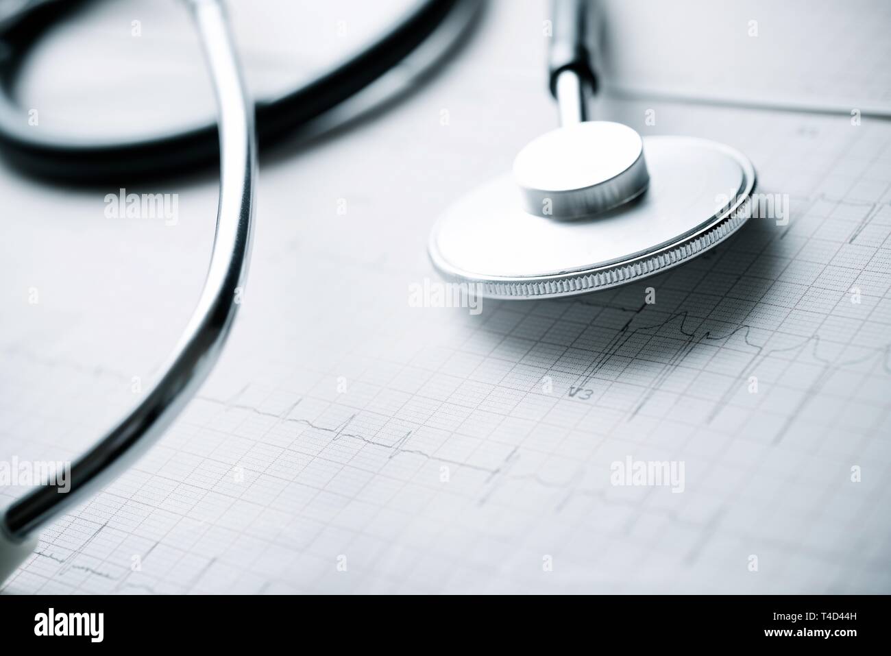 Close up of an electrocardiogram in paper form and a stethoscope Stock ...